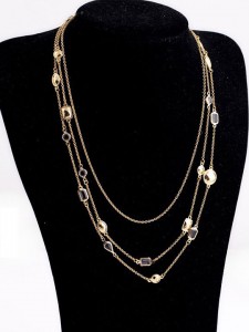 Gold Stone 3 Chain Necklace - Hello Supply Modern Jewelry