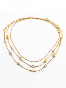 Gold Stone 3 Chain Necklace - Hello Supply Modern Jewelry
