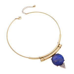 Blue Stone Gold Collar Necklace - Hello Supply Modern Jewelry
